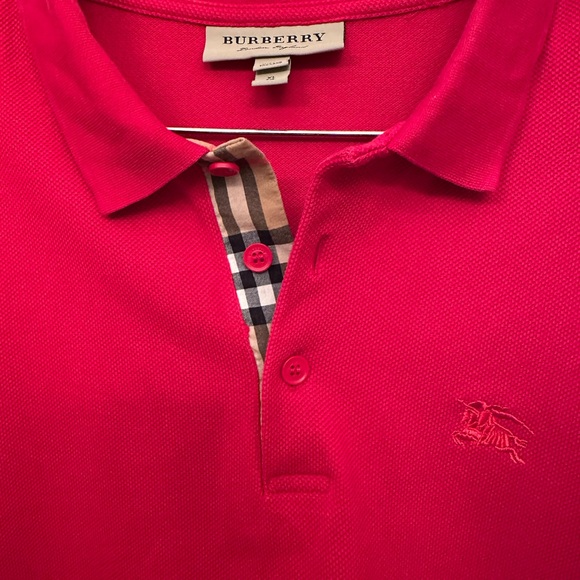 Burberry | Shirts | Burberry Red Xl Polo Shirt With Signature Check ...